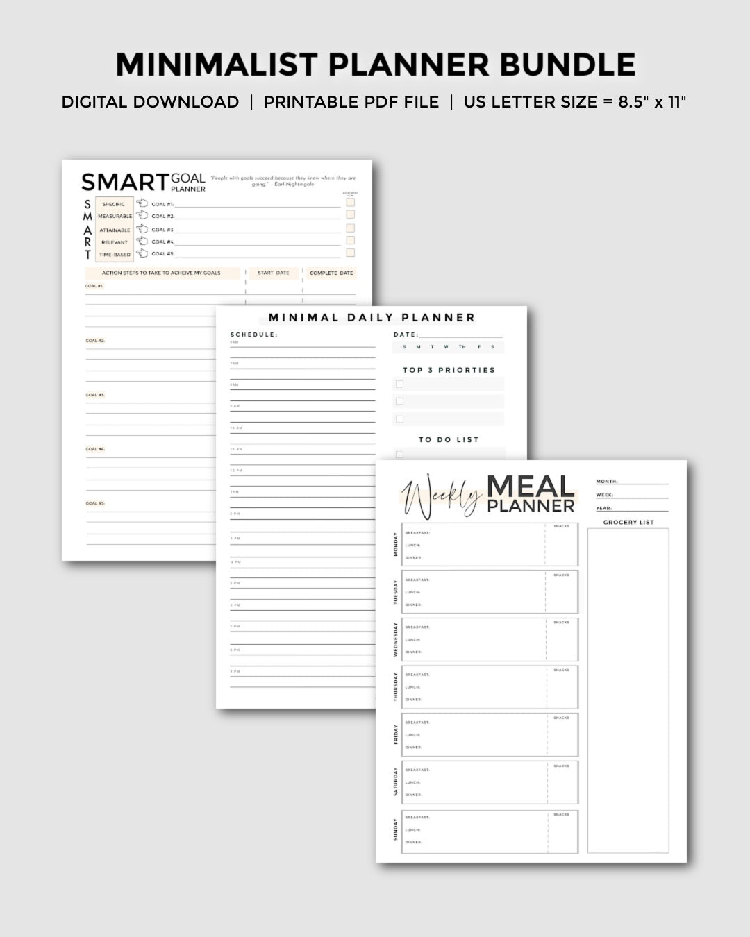 Minimalist Planner Bundle – A TO ZEN LIFE SHOP